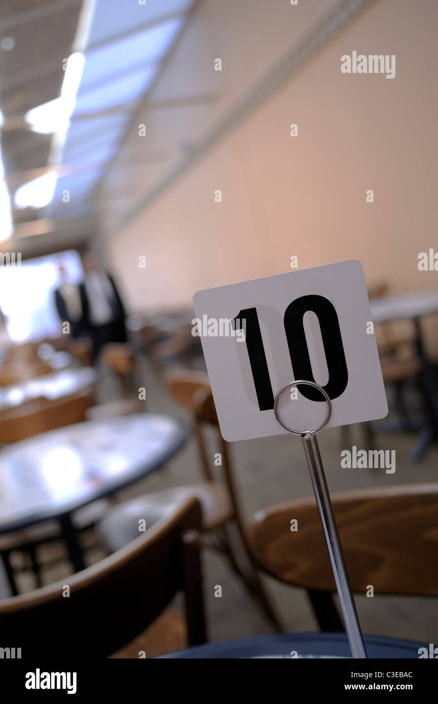 Restaurant table maker displaying number 10 Stock Photo - Alamy
