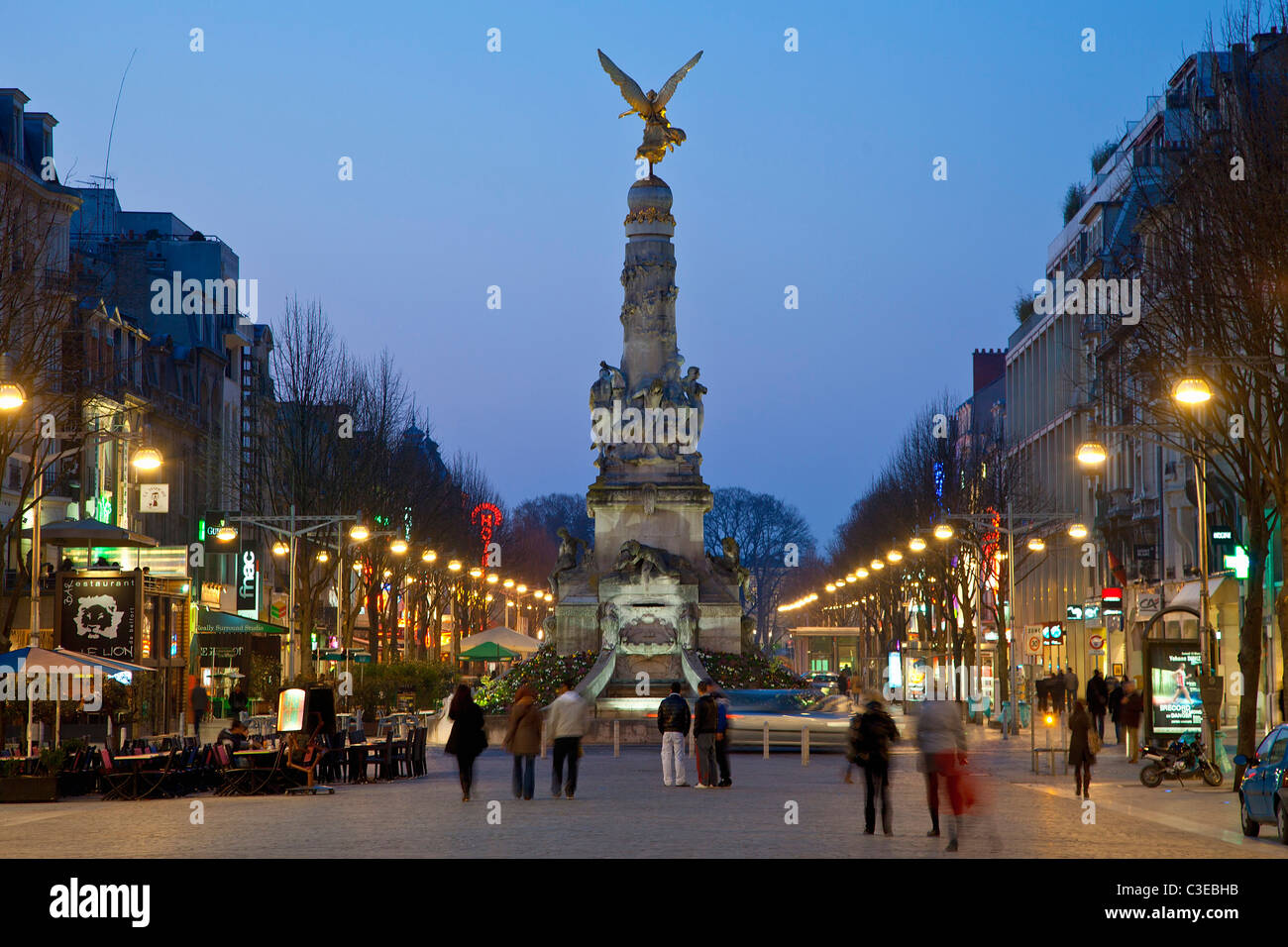 Europe, France, Marne (51), Place Drouet d'Erlon at Night Stock Photo ...