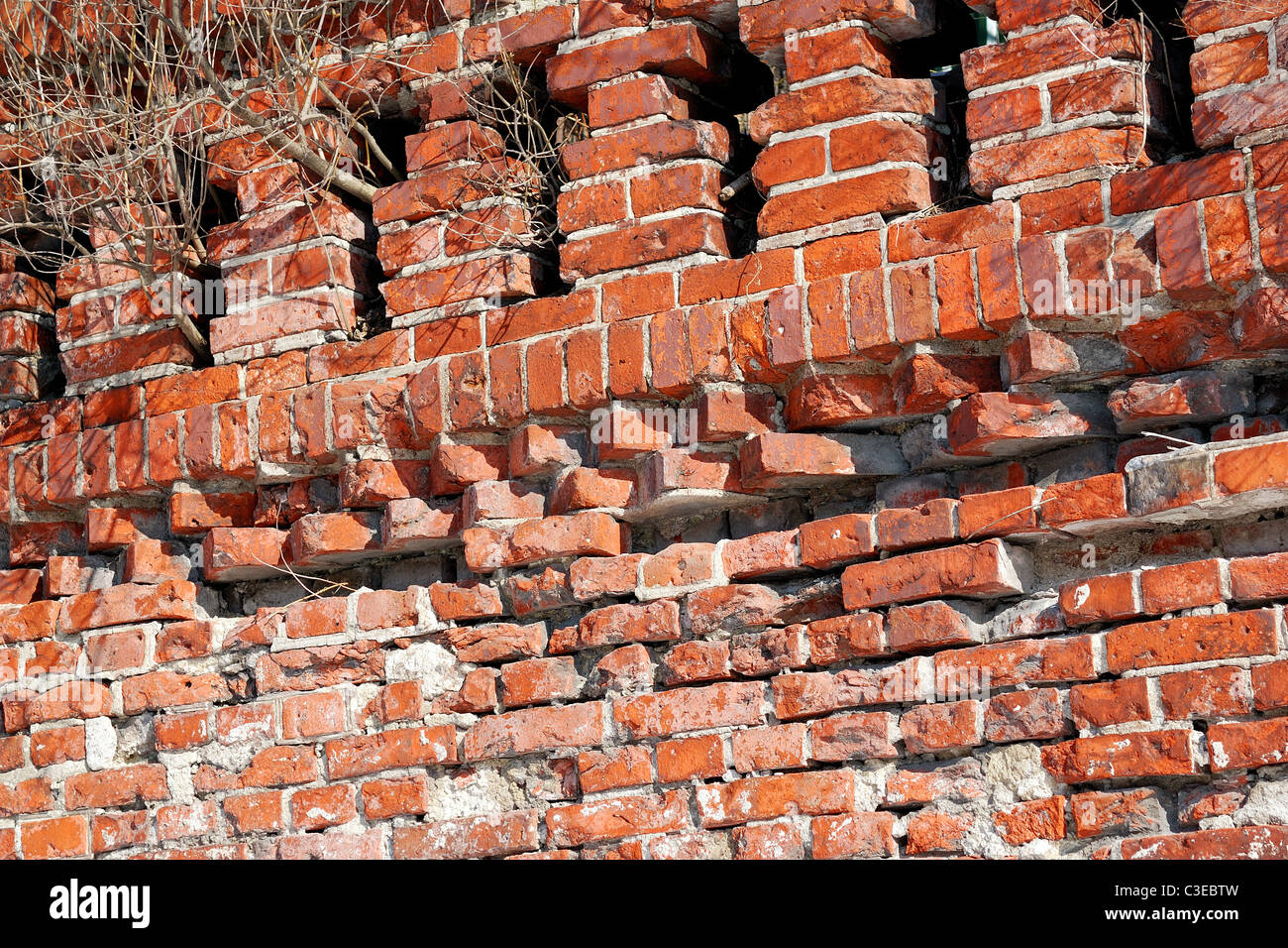 Aged red brick wall Stock Photo - Alamy