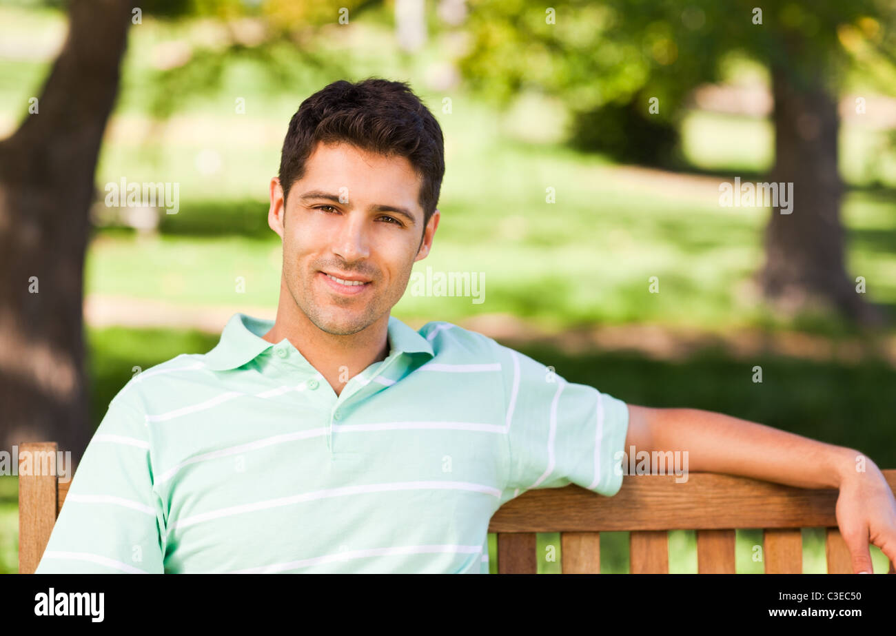 Man on the bench Stock Photo - Alamy
