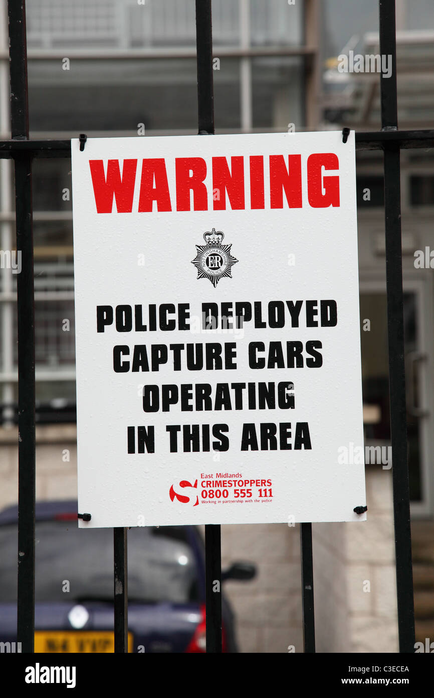A police capture car warning sign in a U.K. city Stock Photo - Alamy
