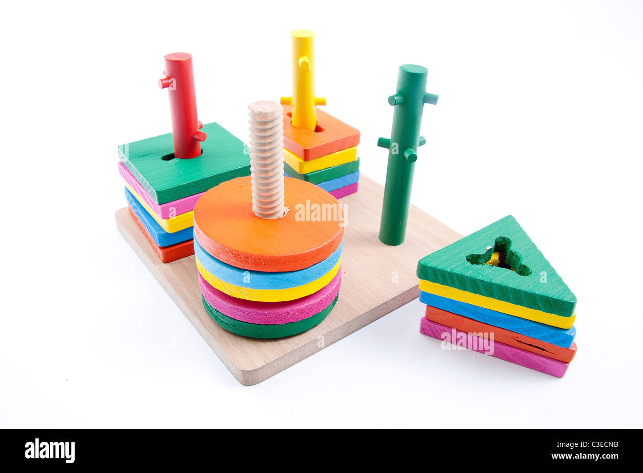 Educational wooden toy geometric sorting board blocks peaces Stock ...