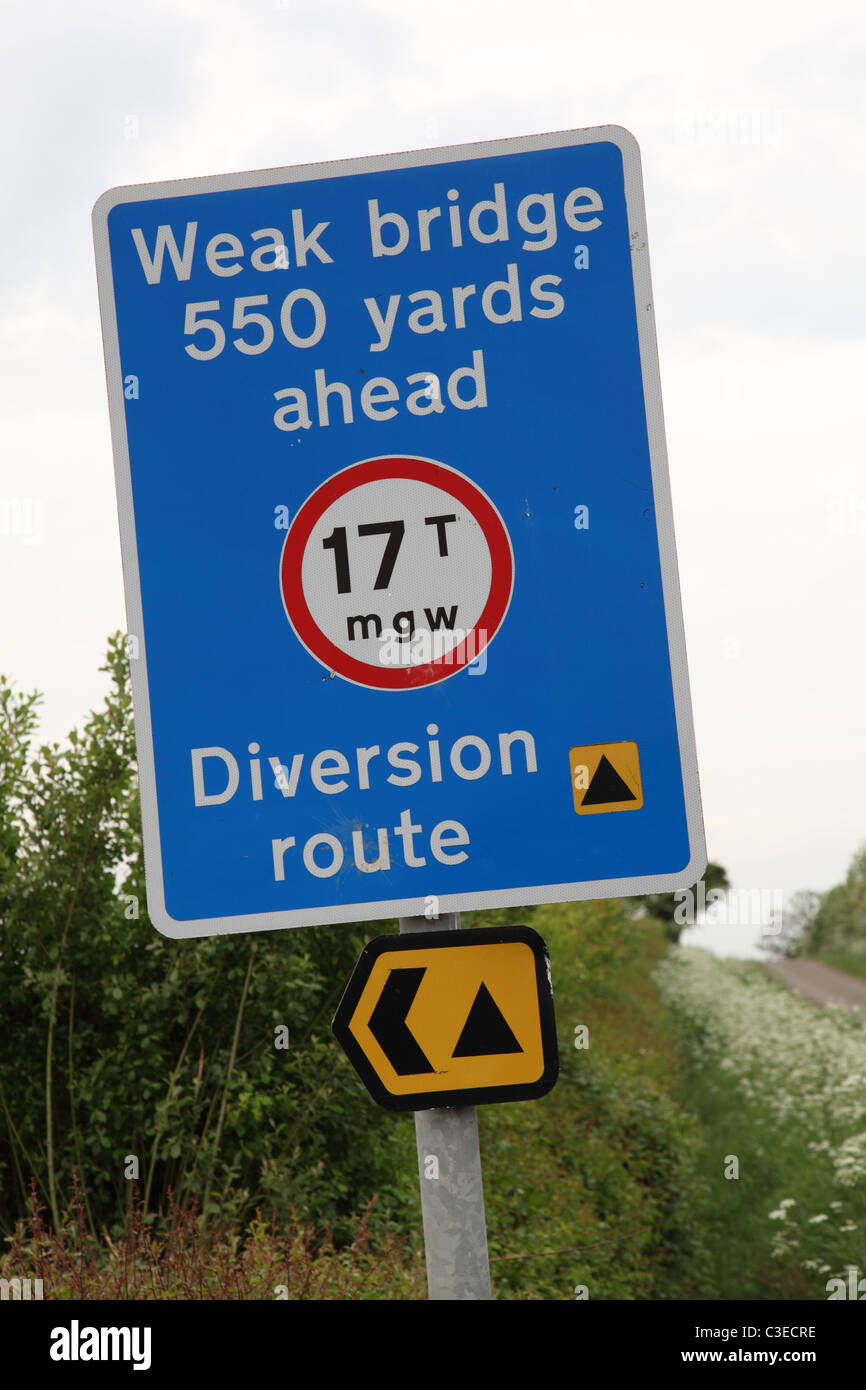 A weak bridge warning sign on a road in the U.K Stock Photo - Alamy