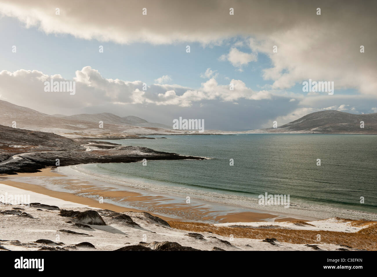 Traigh Lar Beach in winter, near Horgabost, Isle of Harris, Outer ...
