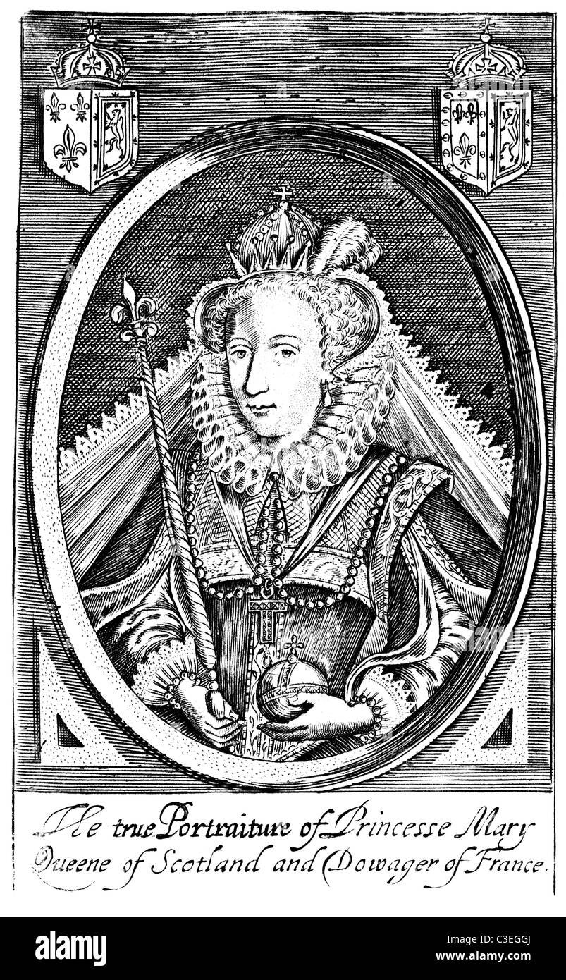 1600s woodcut, The True Portrait of Princess Mary Queen of Scotland and ...
