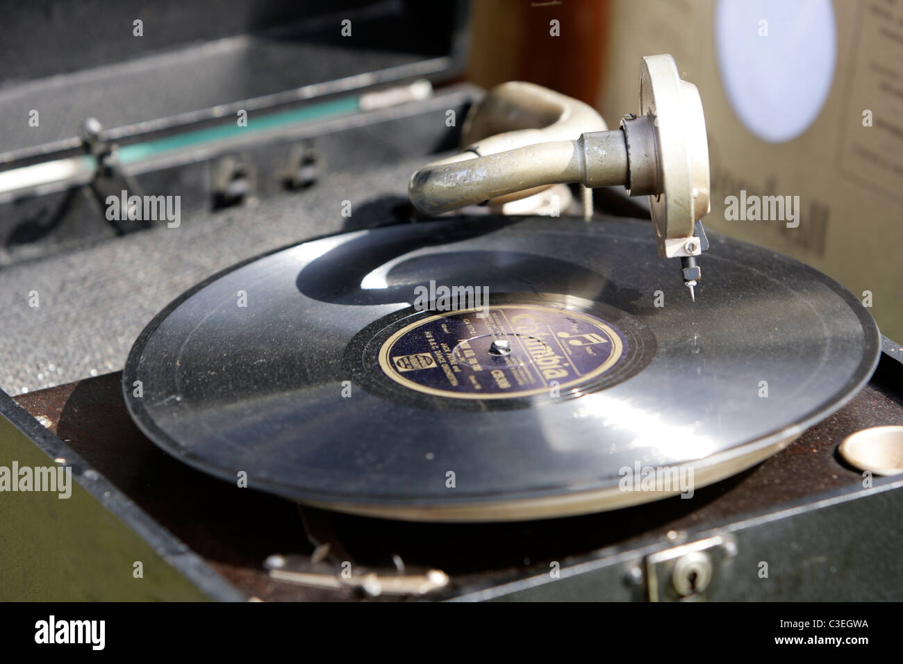 Old fashioned gramophone record player Stock Photo - Alamy