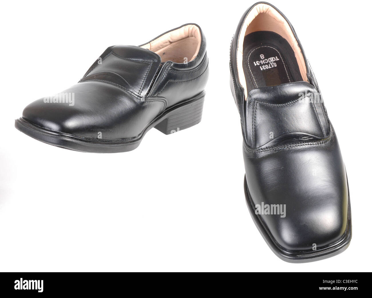 Black leather Shoes Stock Photo - Alamy