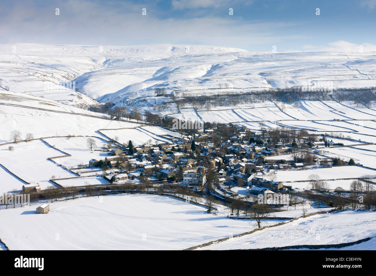 Kettlewell in Wharfedale in winter snow Yorkshire UK Stock Photo - Alamy