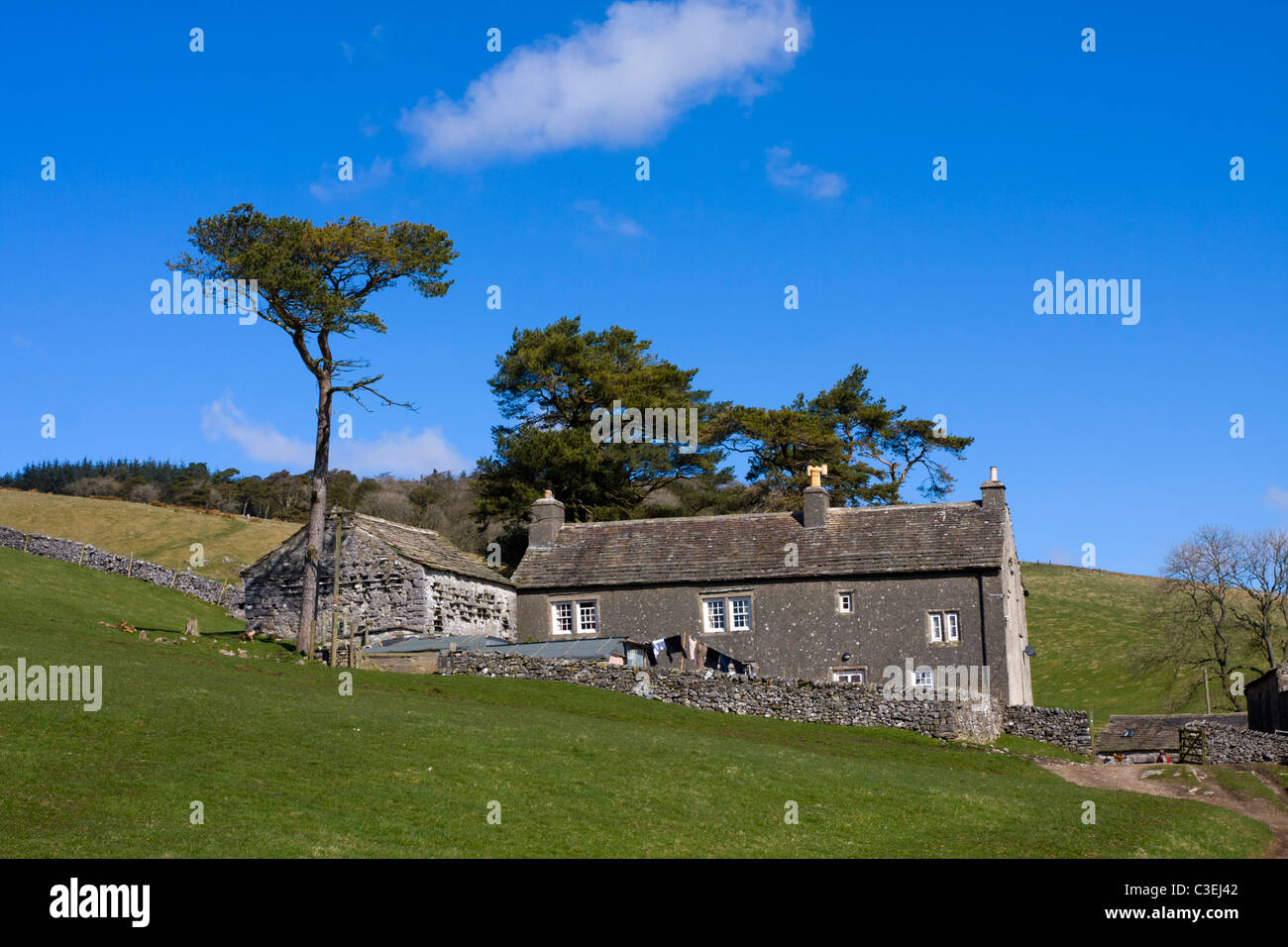 Farm house near Ingleborough Yorkshire Dales UK Stock Photo - Alamy