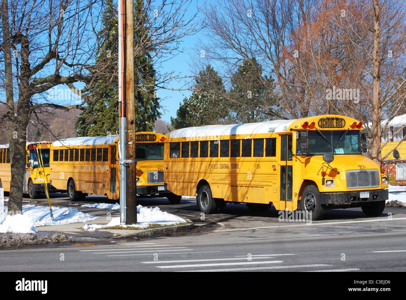 Three yellow school bus hi-res stock photography and images - Alamy