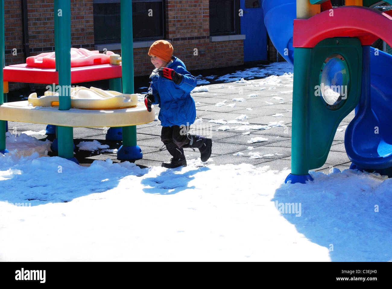 Children play on very cold winter day Stock Photo - Alamy