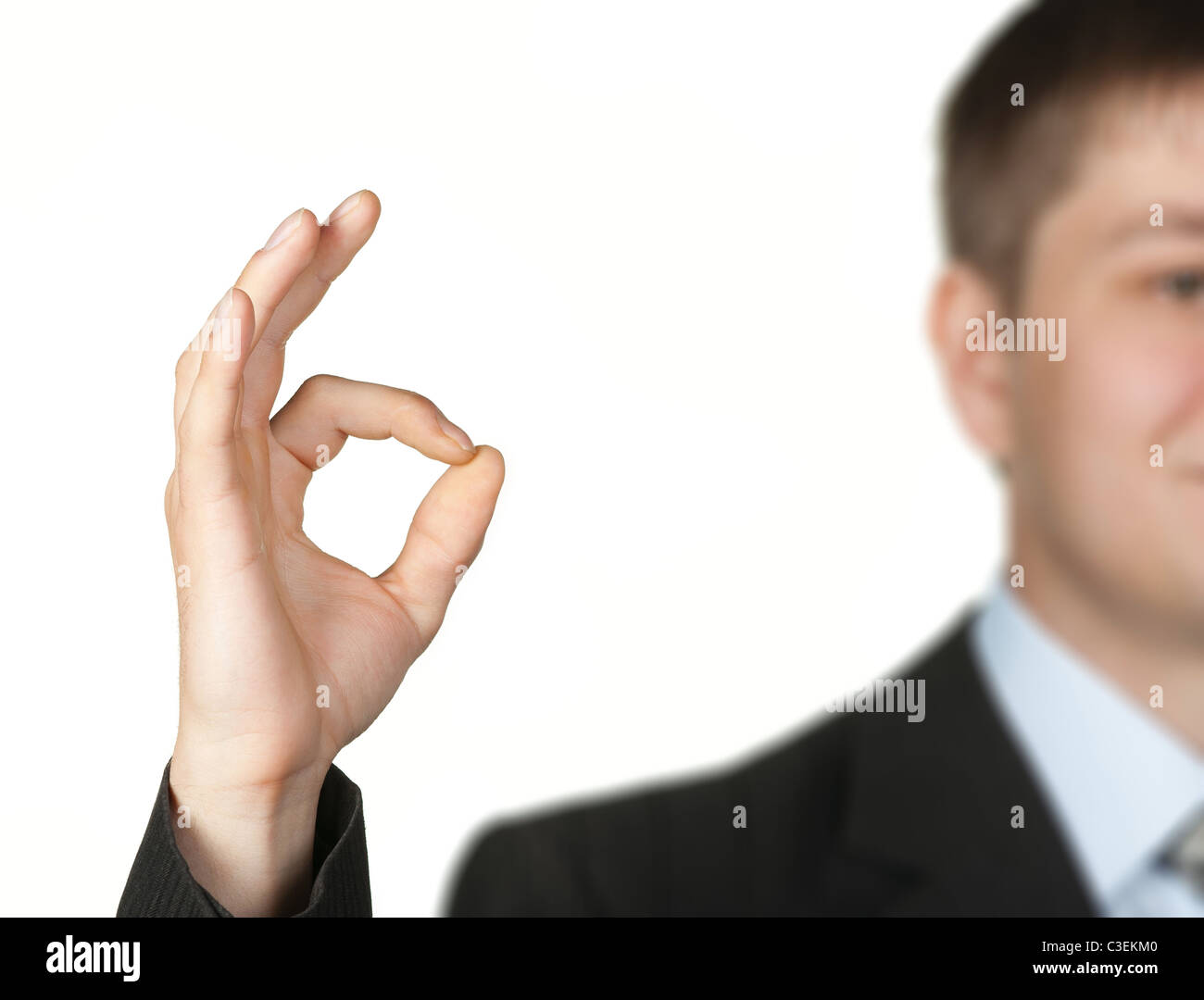 OK hand sign. Men hand, isolated on white Stock Photo - Alamy