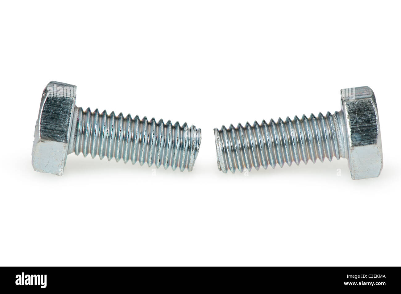 Two bolt close up. Isolated on white background Stock Photo - Alamy