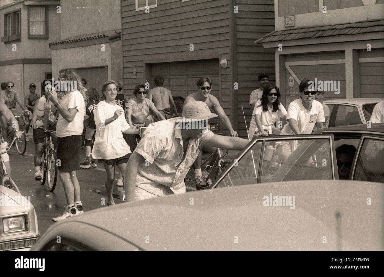 street scene Newport Beach 1991 tourists tourism Southern 1990s ...