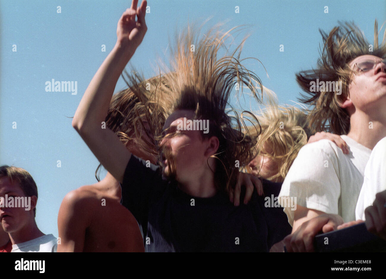 Rock fans banging heads during edgefest near Fresno. 1991 alternative ...
