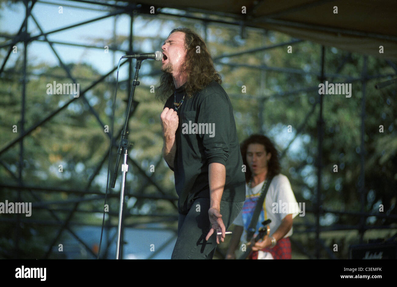 Singer John Easdale Dramarama performing at Edgefest near fresno 1991 ...