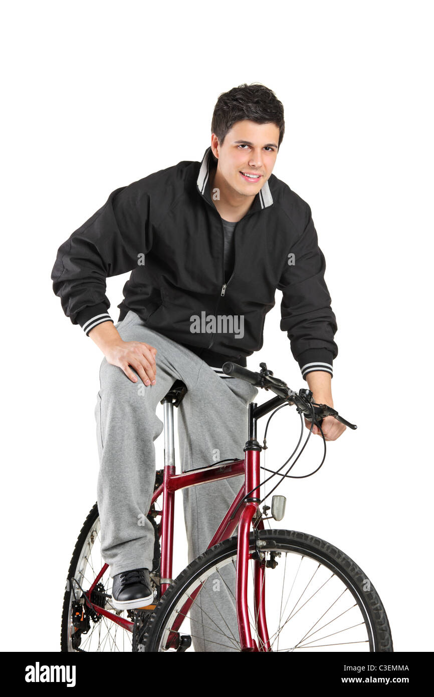A young boy posing on a bike Stock Photo - Alamy