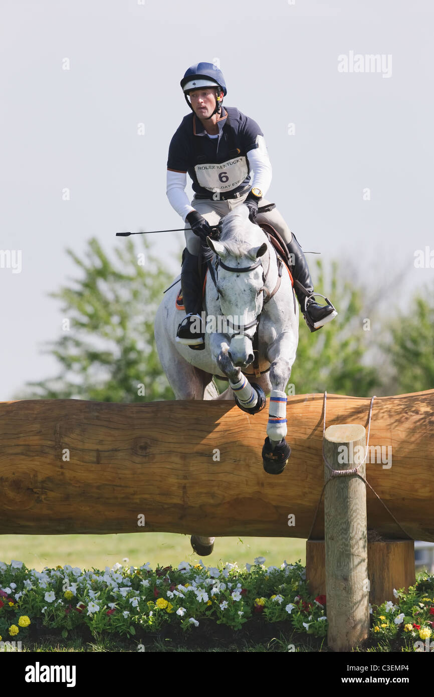 Michael Pollard competing in the Rolex three day eventing competition ...