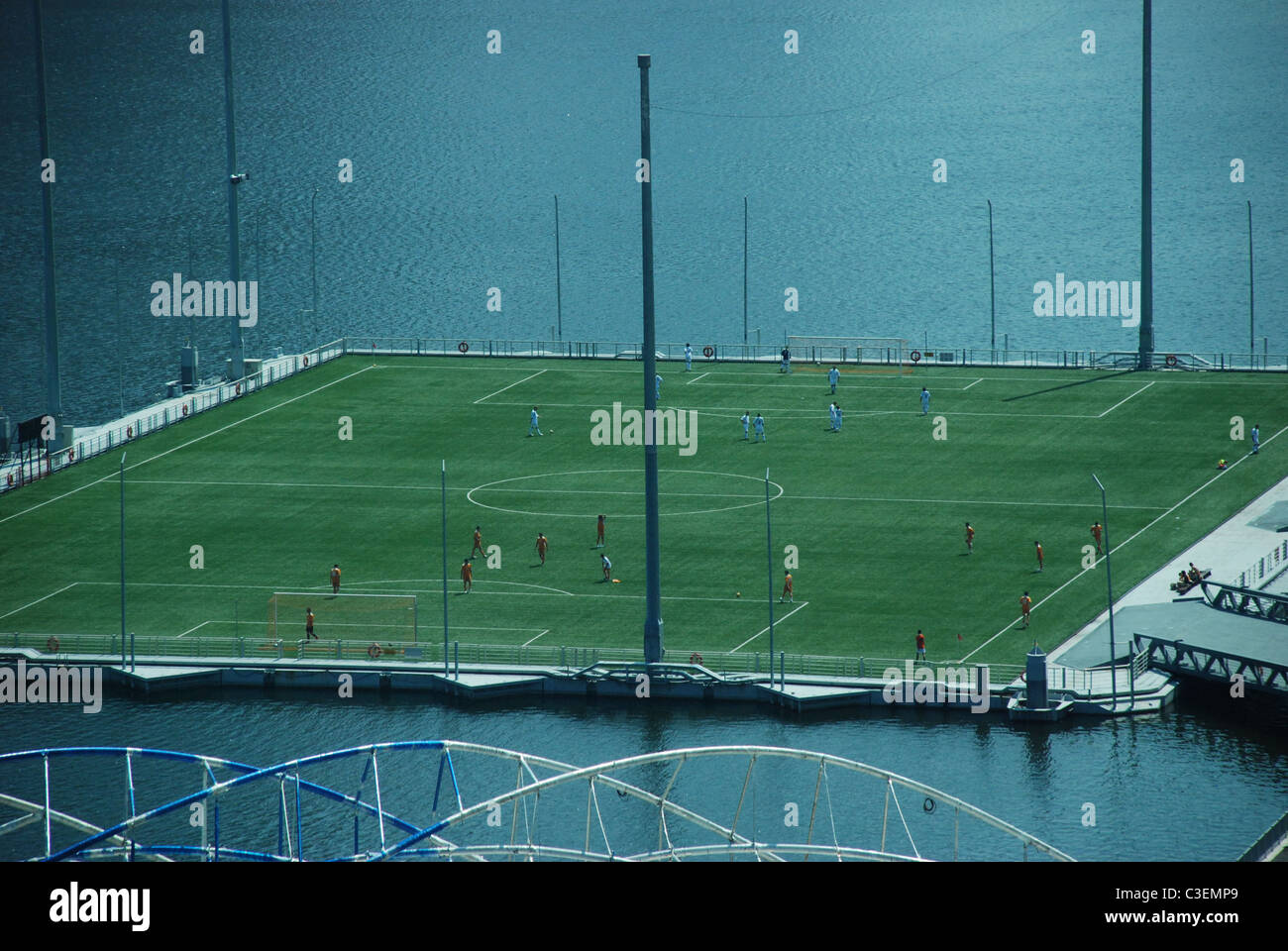 Singapore, the floating football Pitch Stock Photo - Alamy