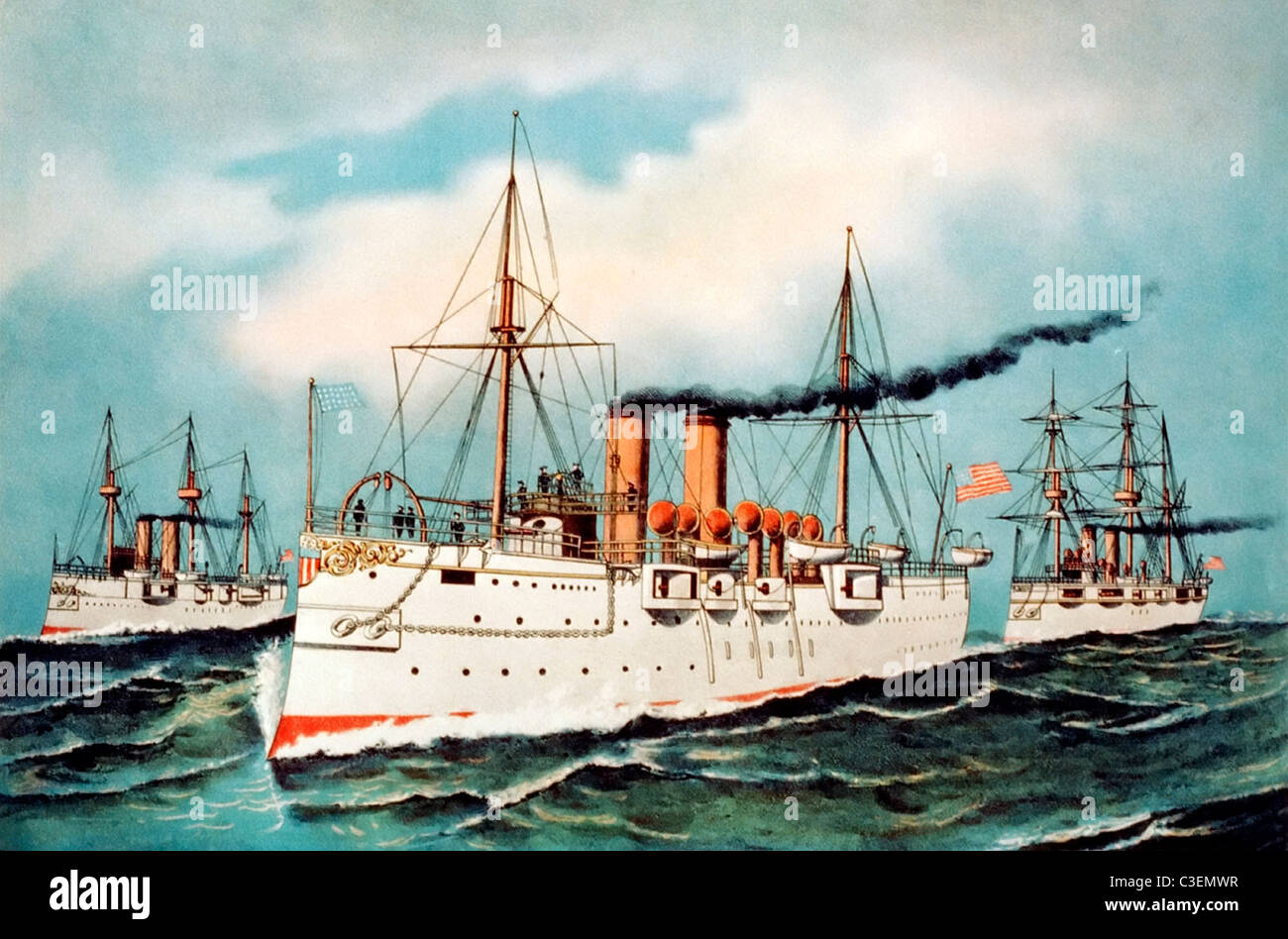 Protected steel cruiser Philadelphia, United States Navy, 1893 Stock ...