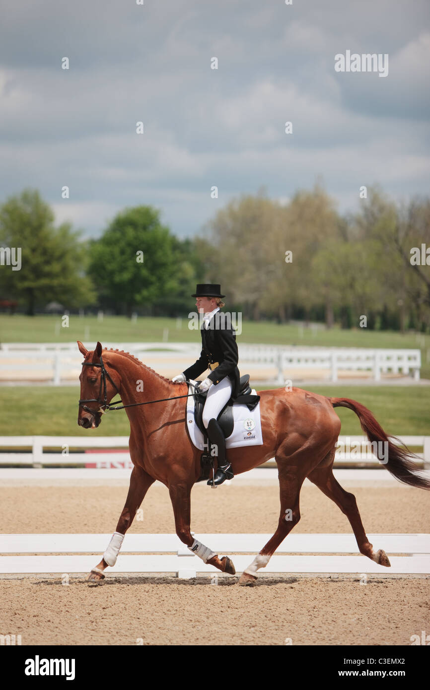 preparing for the dressage competition at the Rolex Three Day Eventing ...