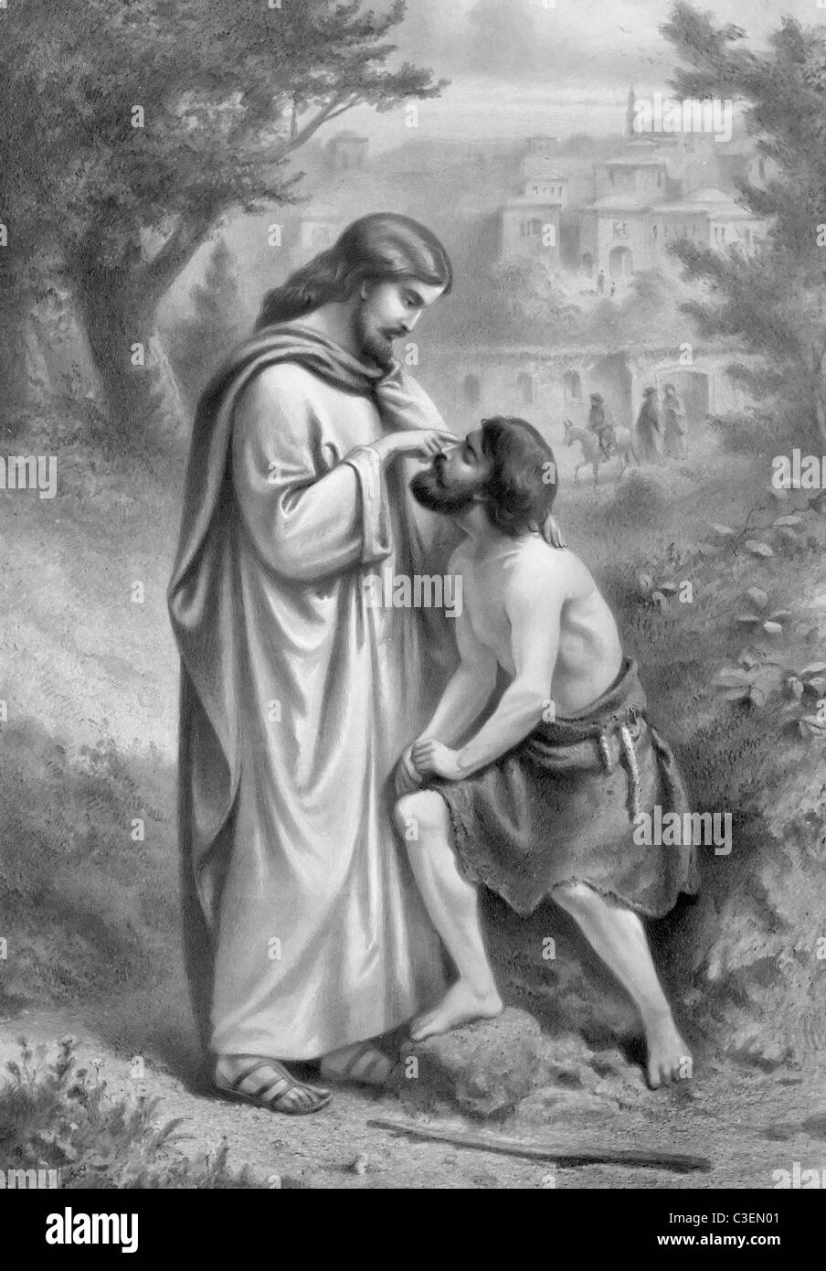 Jesus christ healing the blind man hi-res stock photography and images ...