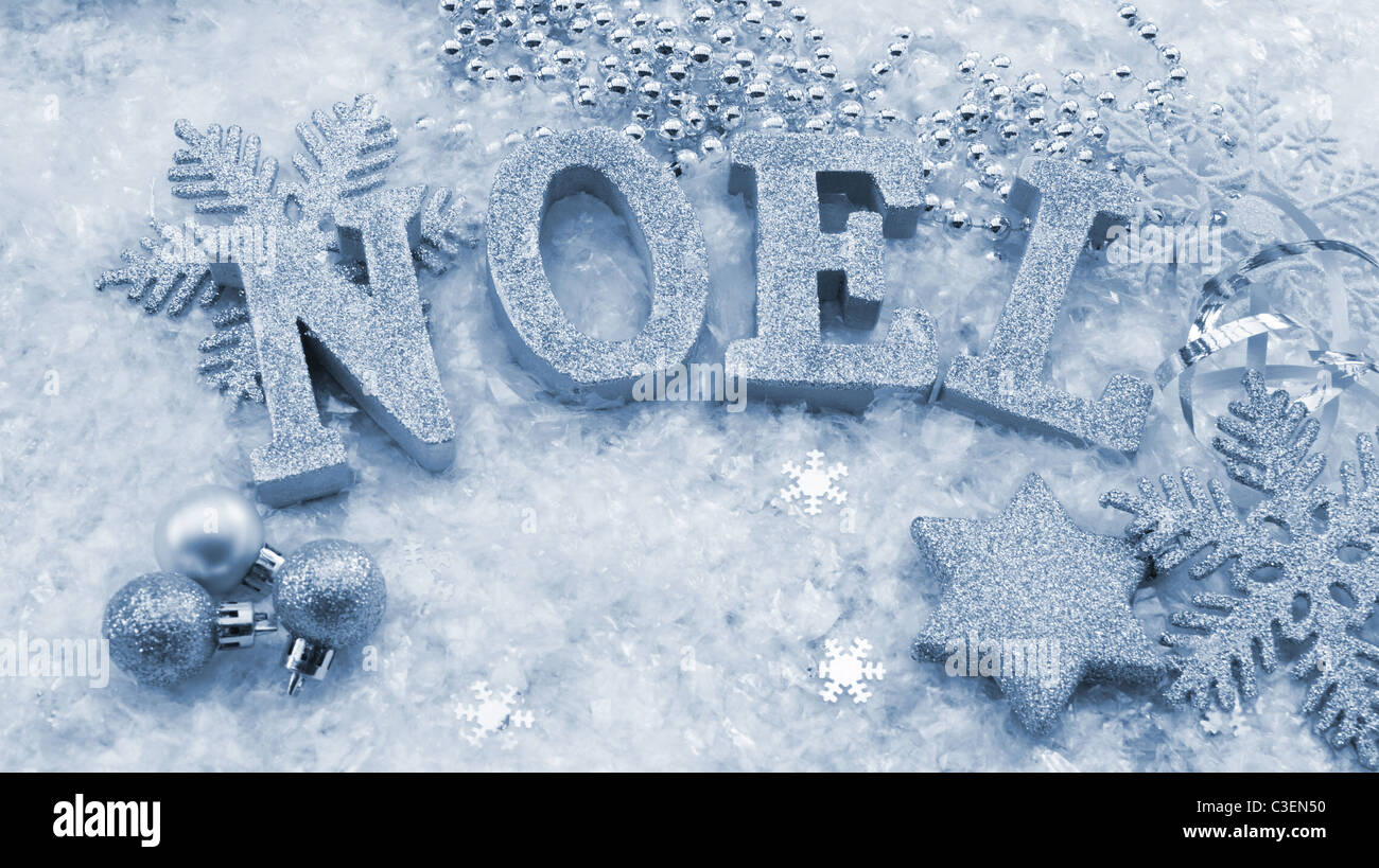 Christmas background with Noel in glittery letters Stock Photo - Alamy