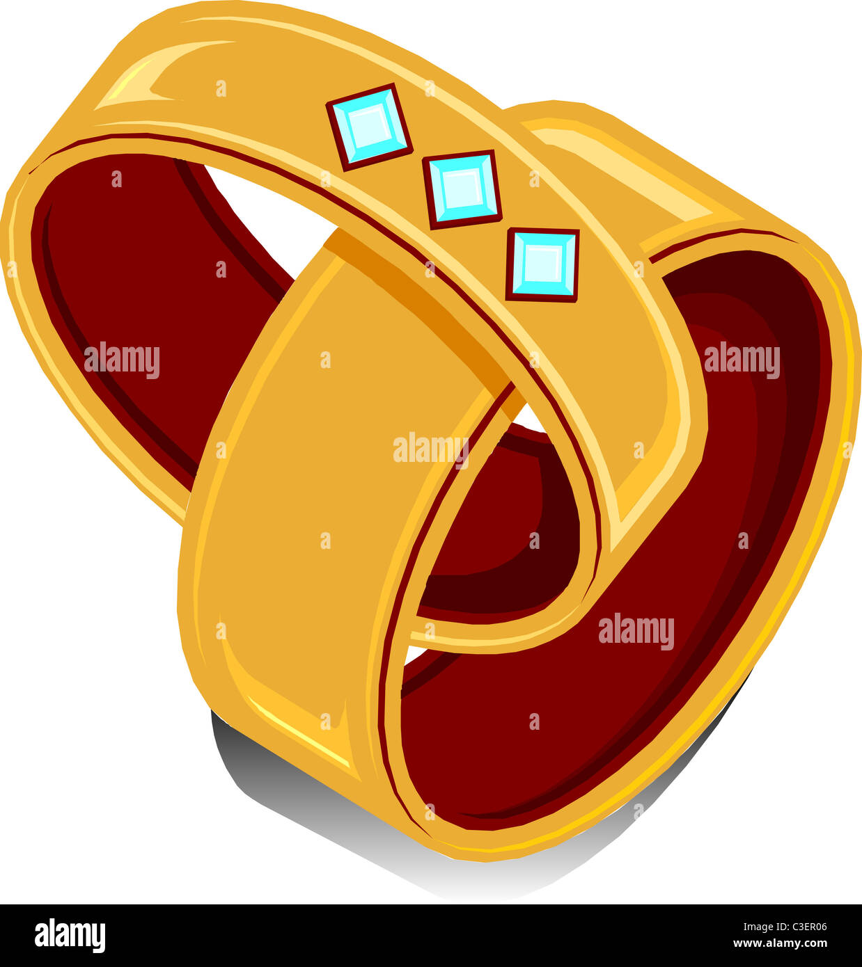 Cartoon Wedding Rings Together
