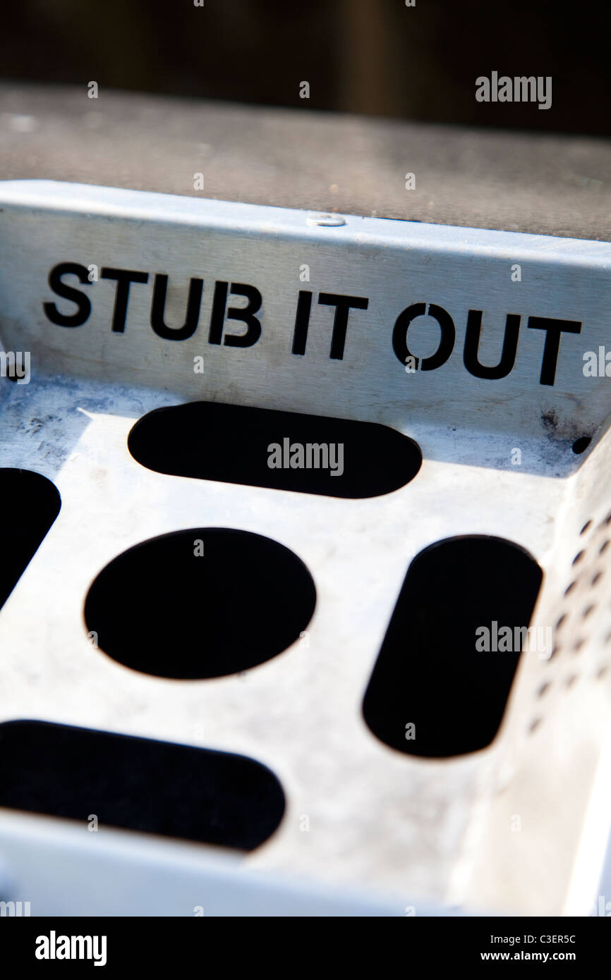 Street ashtray with "Stub it out" logo, UK Stock Photo - Alamy