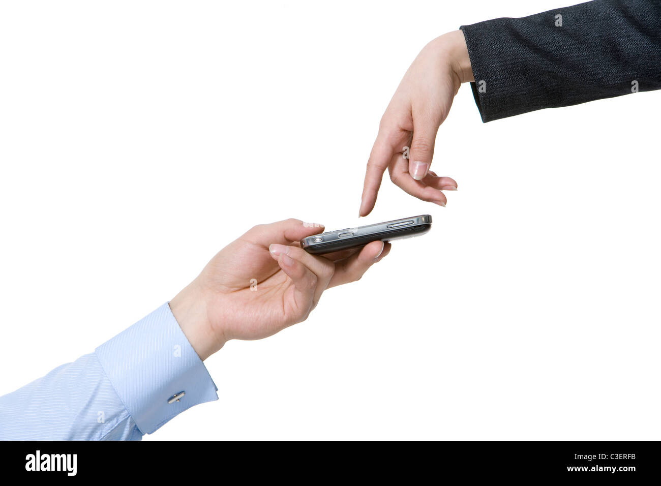 Reaching for a mobile phone Stock Photo - Alamy