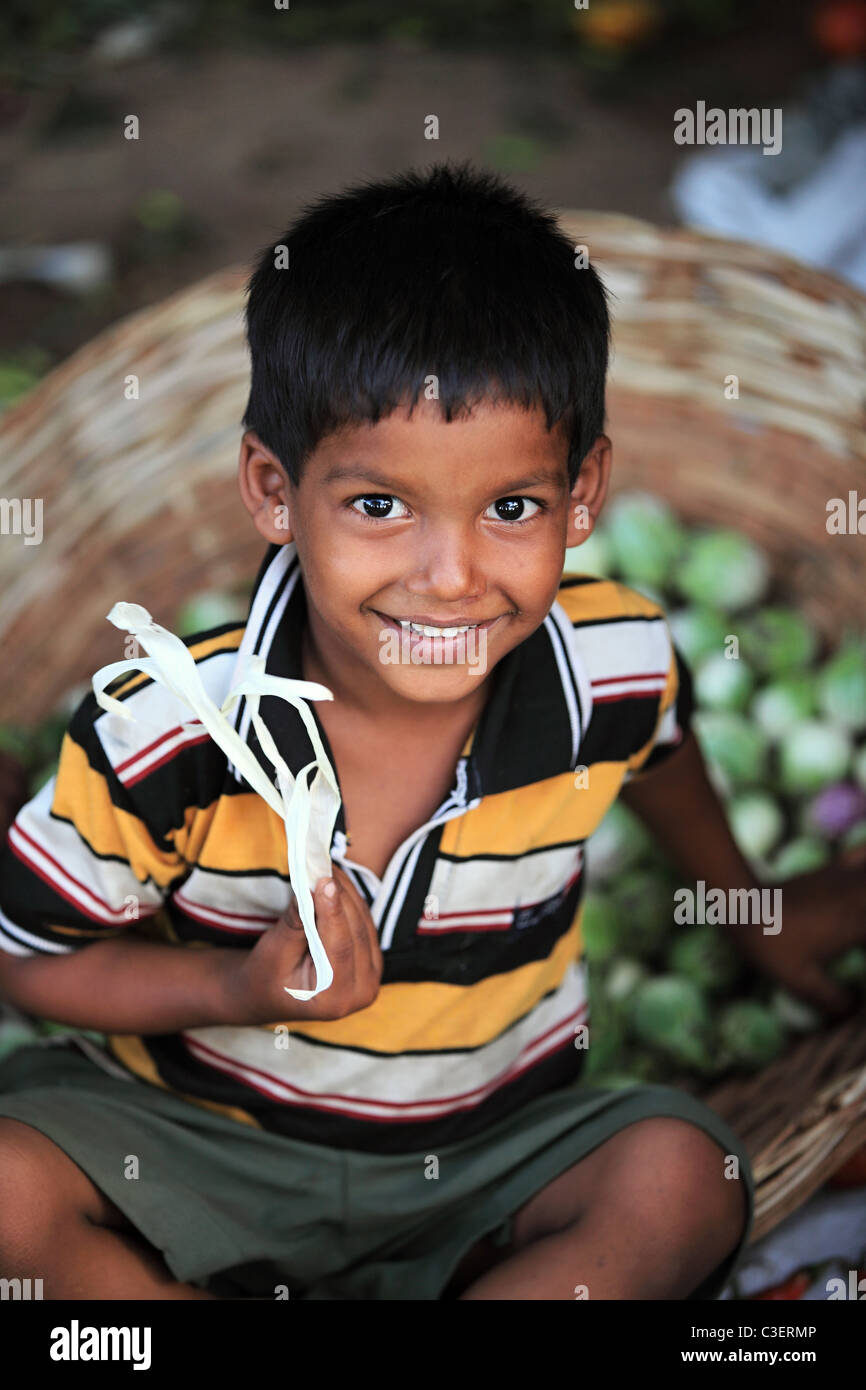 Joyful boy in Andhra Pradesh South India Stock Photo - Alamy