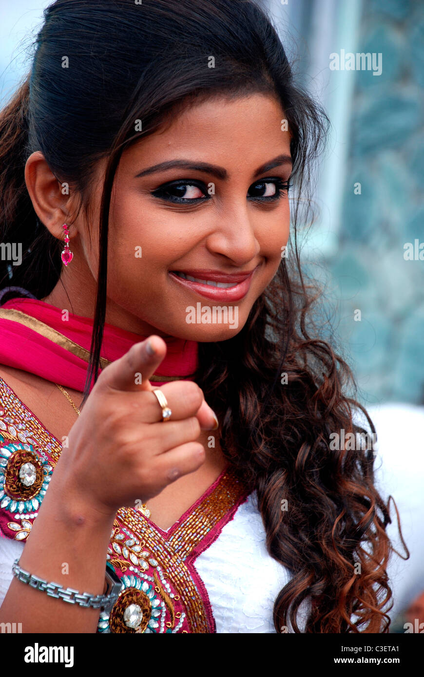 Indian girl smiling - portrait Stock Photo - Alamy