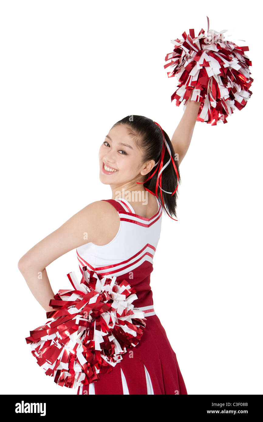 Portrait of a cheerleader in red Stock Photo - Alamy