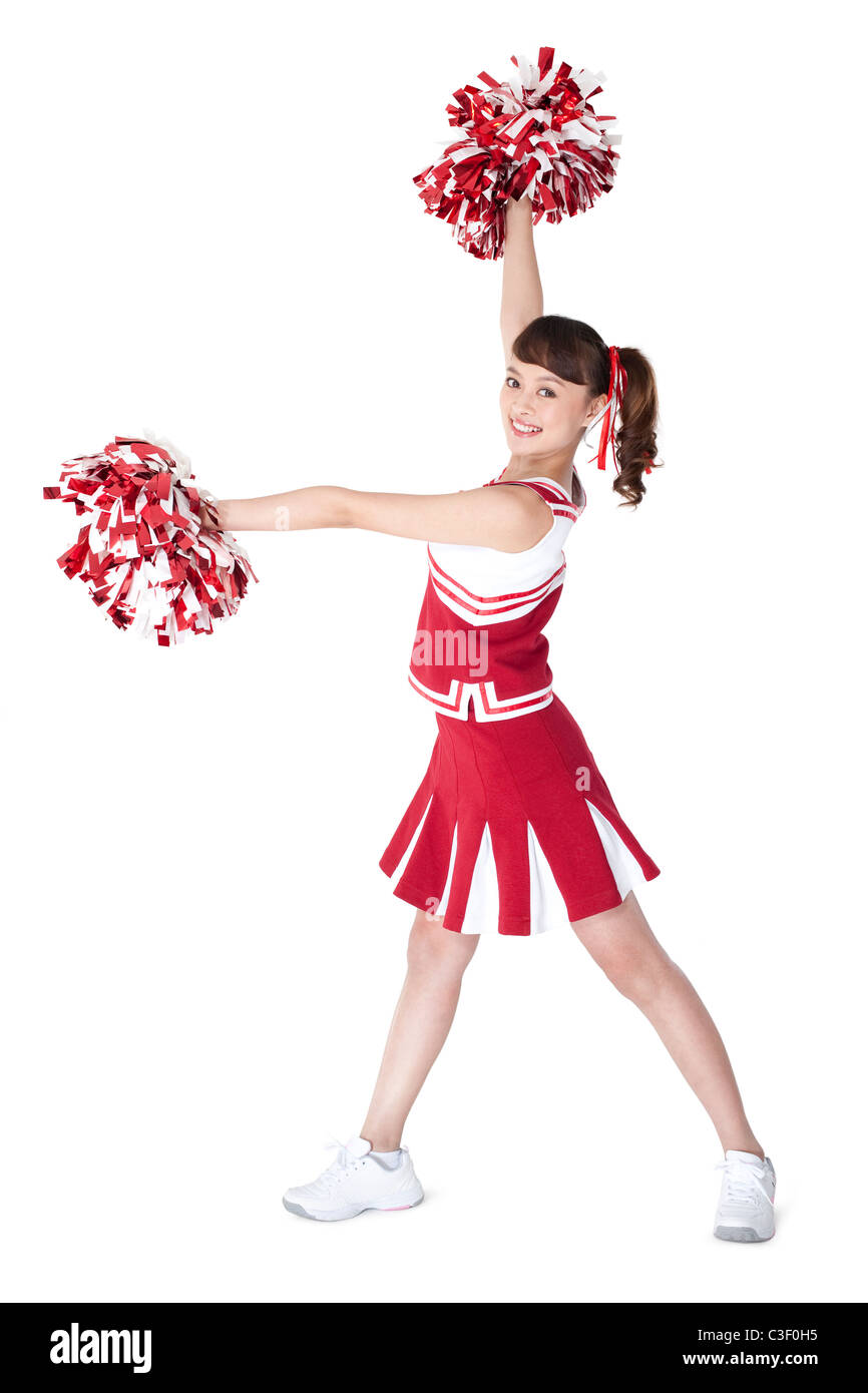 Cheerleader In Action Pom Poms High Resolution Stock Photography and ...