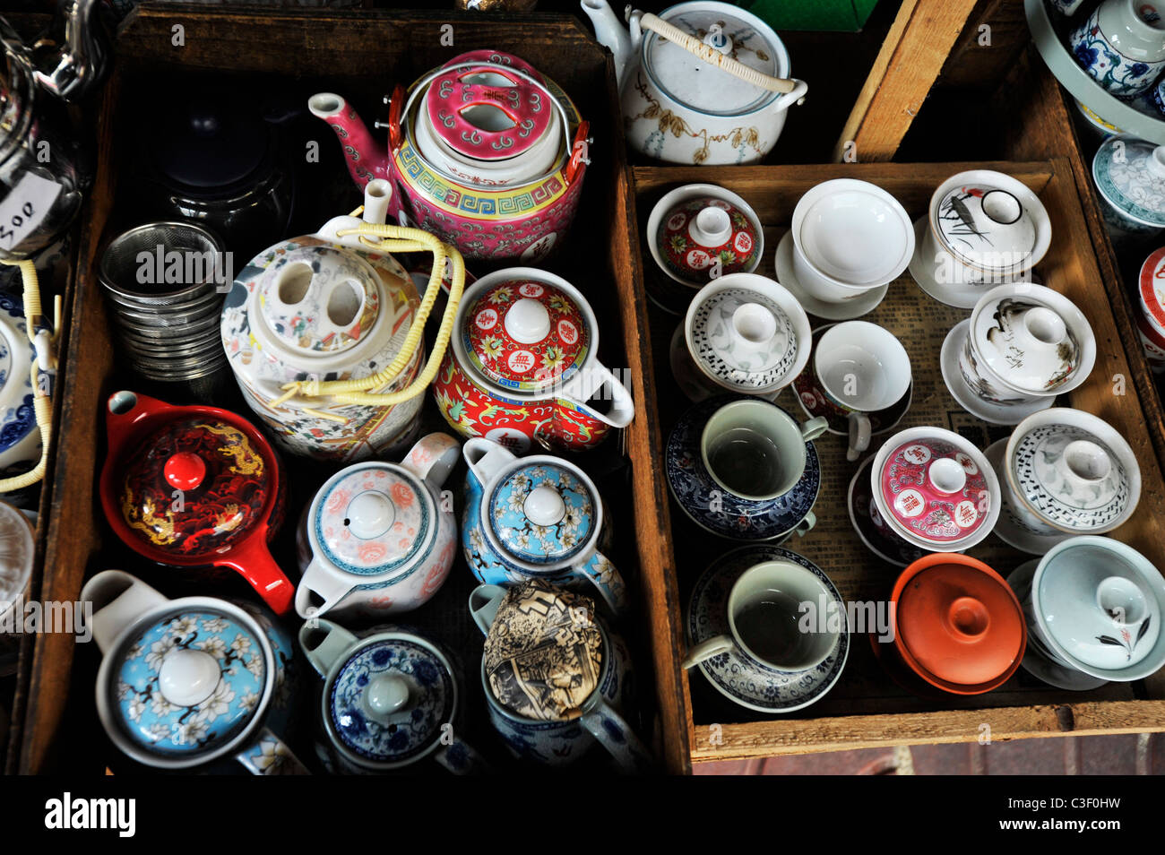 Tea pots and china on display and for sale , Everyday living, street ...