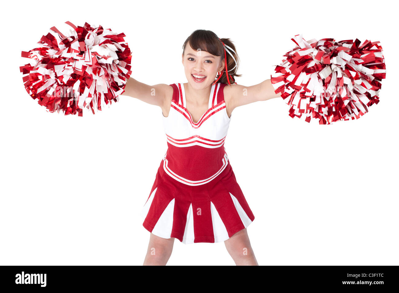 White red pom poms cheerleader hi-res stock photography and images - Alamy
