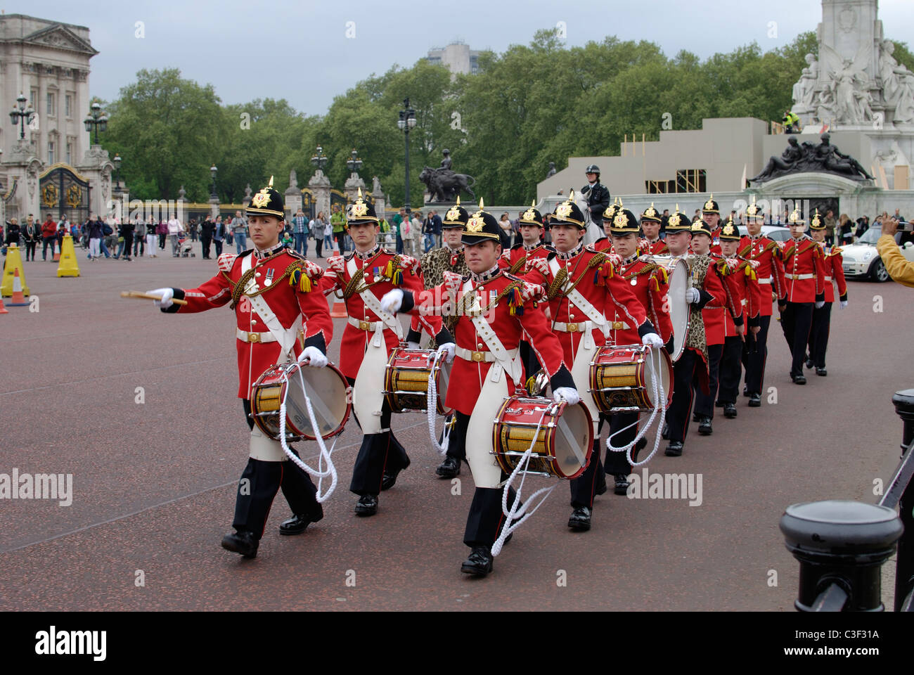 Marching band of the Princess of Wales's Royal Regiment outside ...