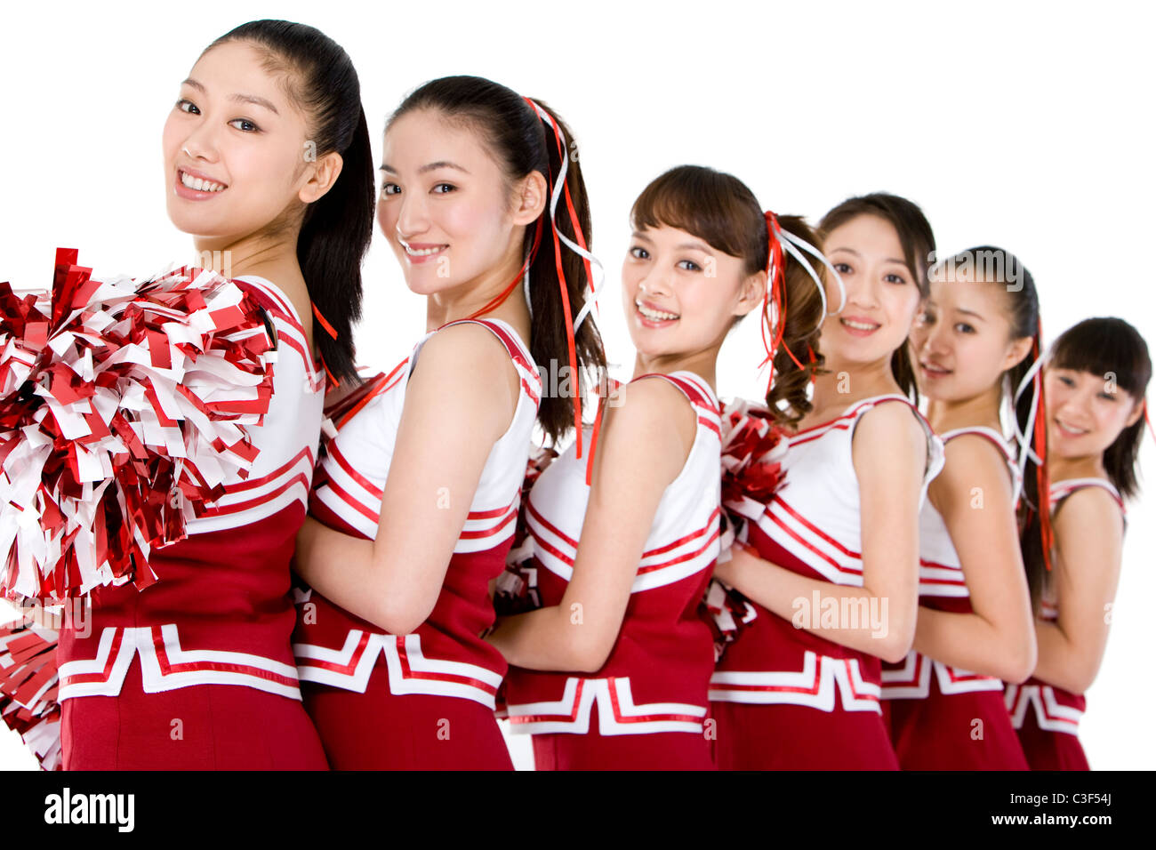 Cheerleaders in a line Stock Photo - Alamy