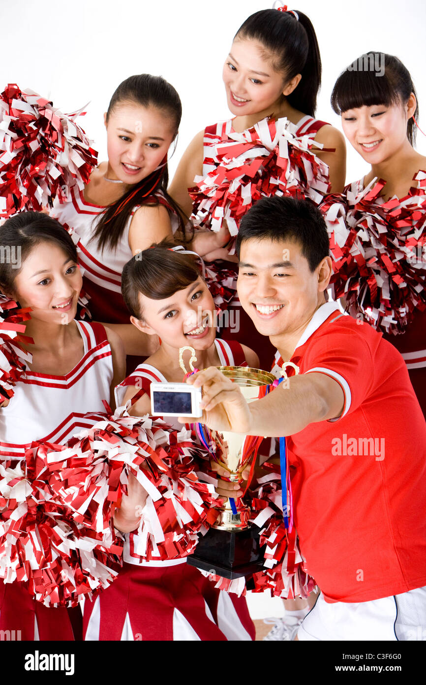 Cheerleaders celebrating a win Stock Photo - Alamy