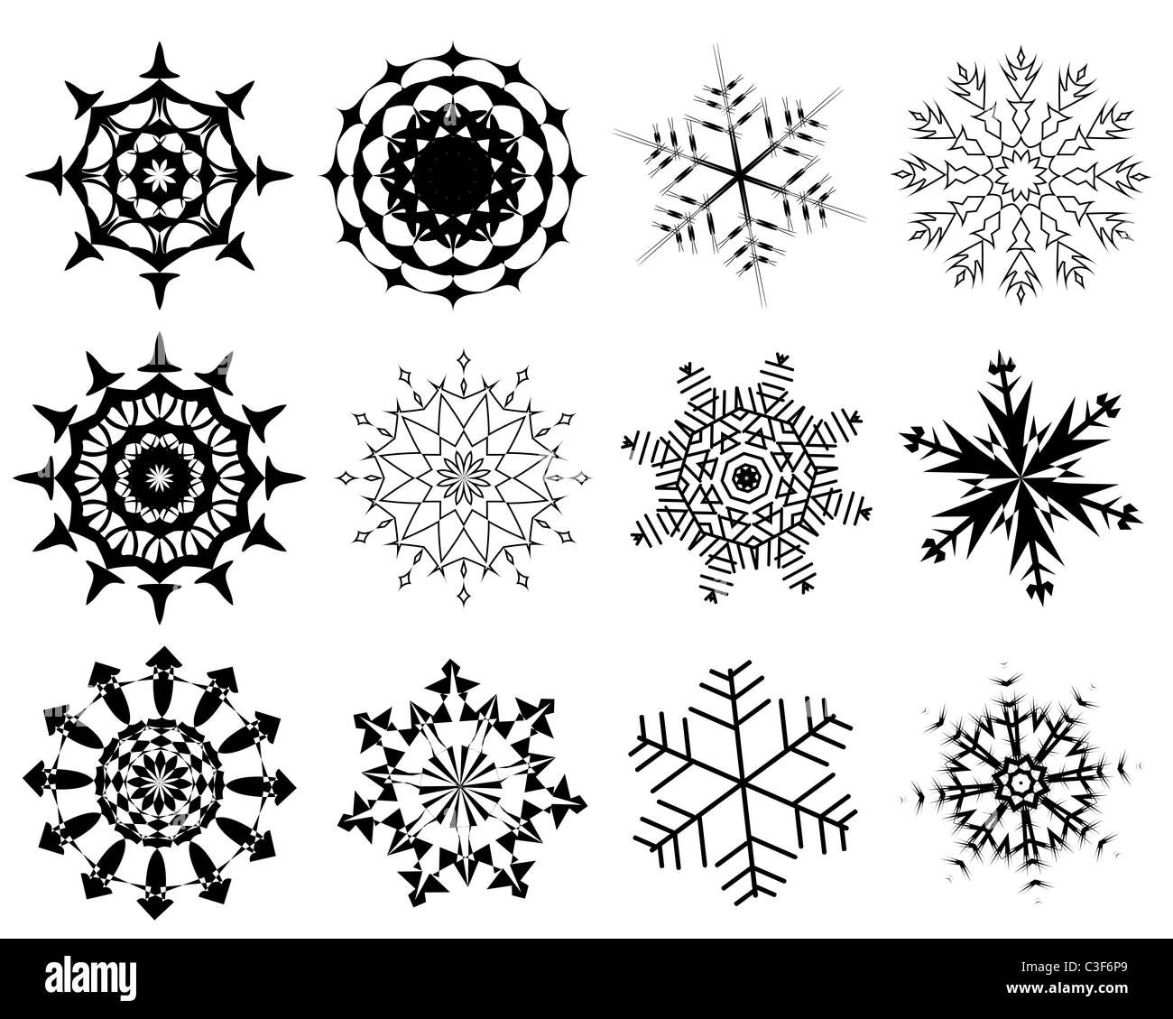 Collection of vector snowflakes in different shape Stock Photo - Alamy