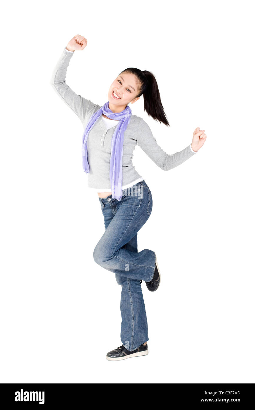 Portrait carefree woman standing Cut Out Stock Images & Pictures - Alamy