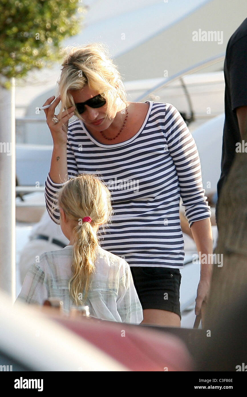 Kate Moss and Lila Grace Moss Moss greets her daughter at the harbour ...
