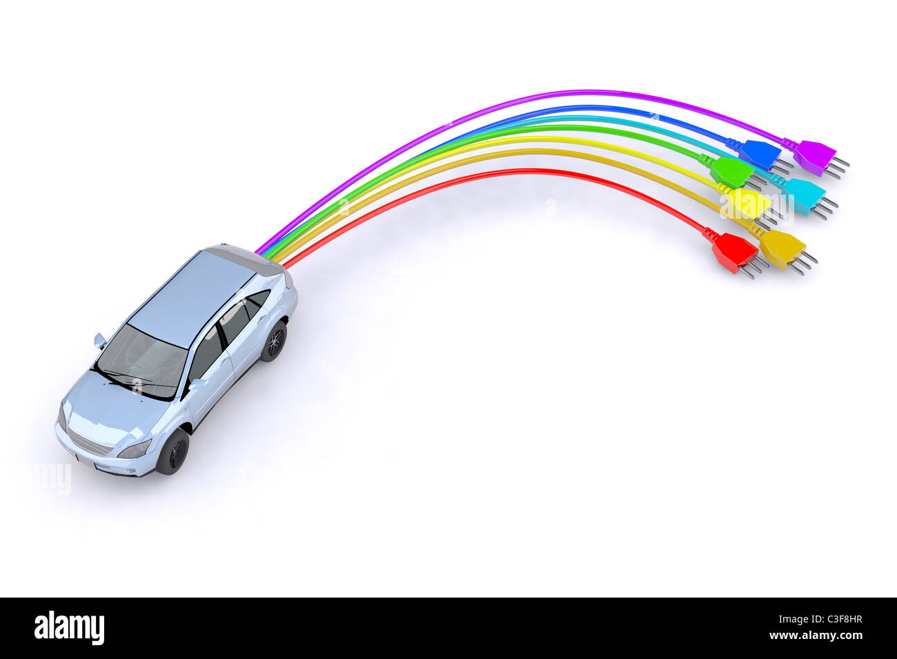electric car with colored pins 3d illustration Stock Photo - Alamy