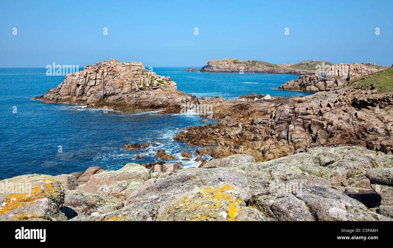 Hell Bay on the island of Bryher looking towards Shipman's Head in the ...