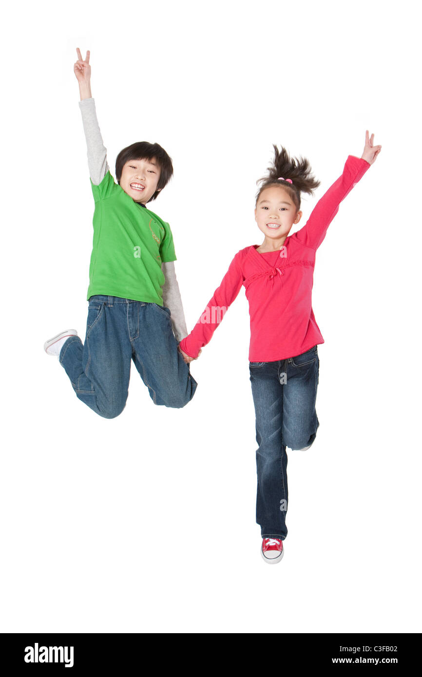 Fun jumping together! Stock Photo - Alamy