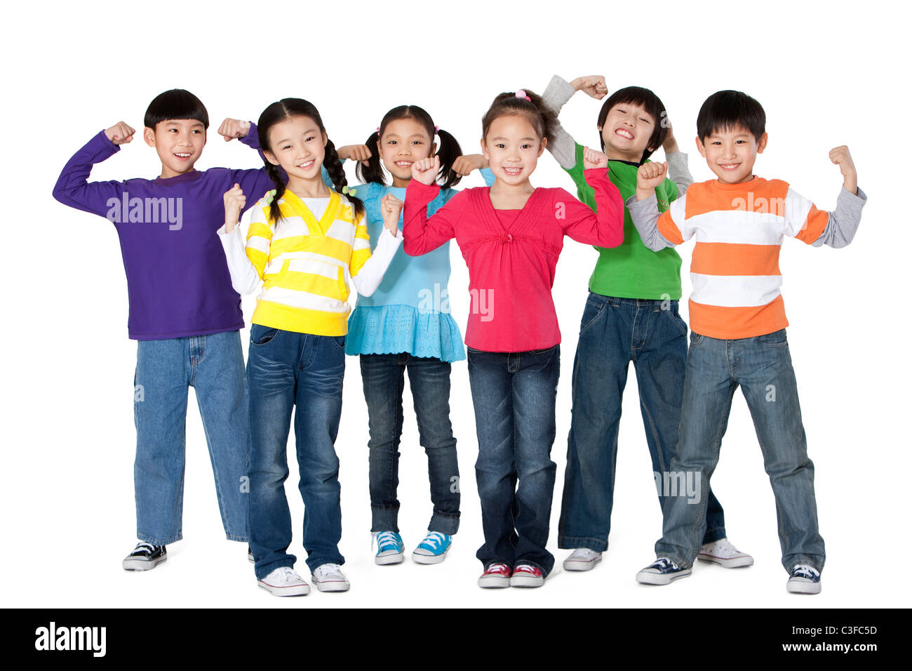 Children showing their strength Stock Photo - Alamy