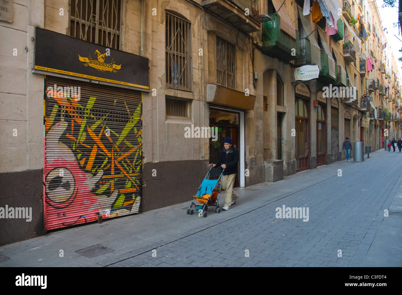 Carrer de la Lleo street El Raval district Barcelona Catalunya Spain ...