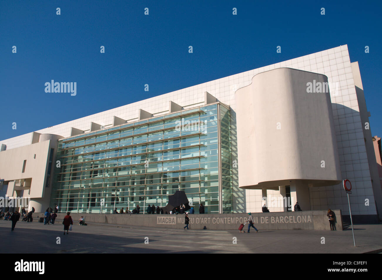 MACBA modern art museum exterior Placa Angels square El Raval central ...