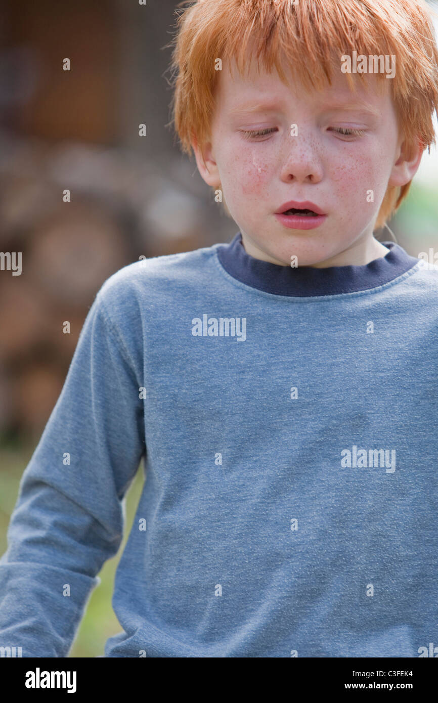 Caucasian boy crying Stock Photo - Alamy