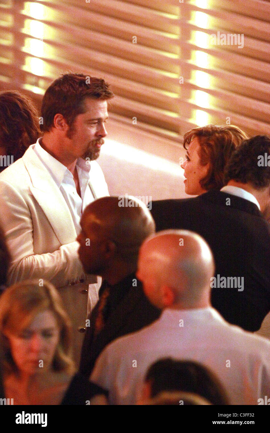 Brad Pitt deep in animated conversation with Rachel McAdams at the ... Brad Pitt deep in animated conversation with Rachel McAdams at the ...